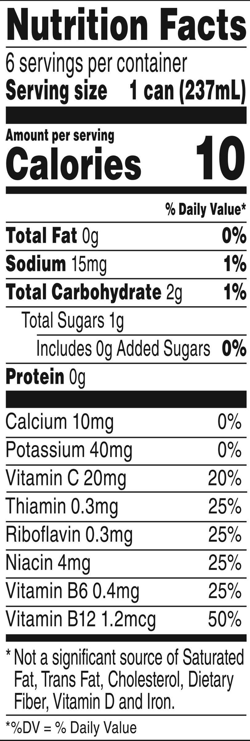V8 +Energy, Healthy Energy Drink, Natural Energy from Tea, Diet Cranberry Raspberry, 8 Fl Oz (Pack of 6)