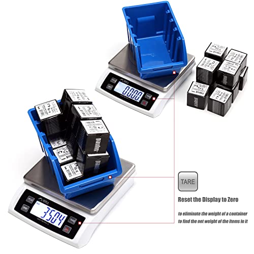 110 lb (50 kg) Digital Postal Scale, Piece Counting, Wide Stainless Steel Pan, AC Adapter, Backlit LCD, Multiple Weight Unit, Capacity: Max 50 kg (110 lb), MIN 5 g (0.2 oz), Division 1 g / 0.1 oz