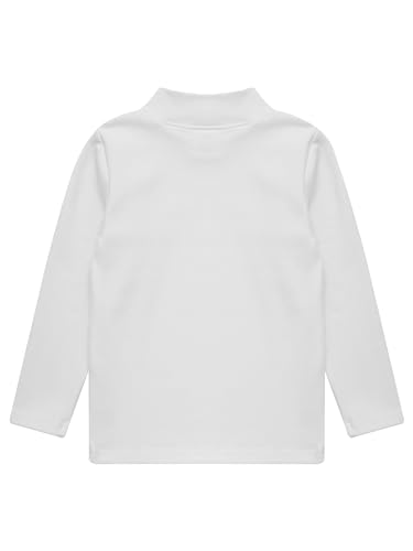 Linjinx Kids Boys Girls Thermal Underwear Tops Baselayer Turtleneck Long Sleeve T-Shirts Athletic Tee White 9-10 Years