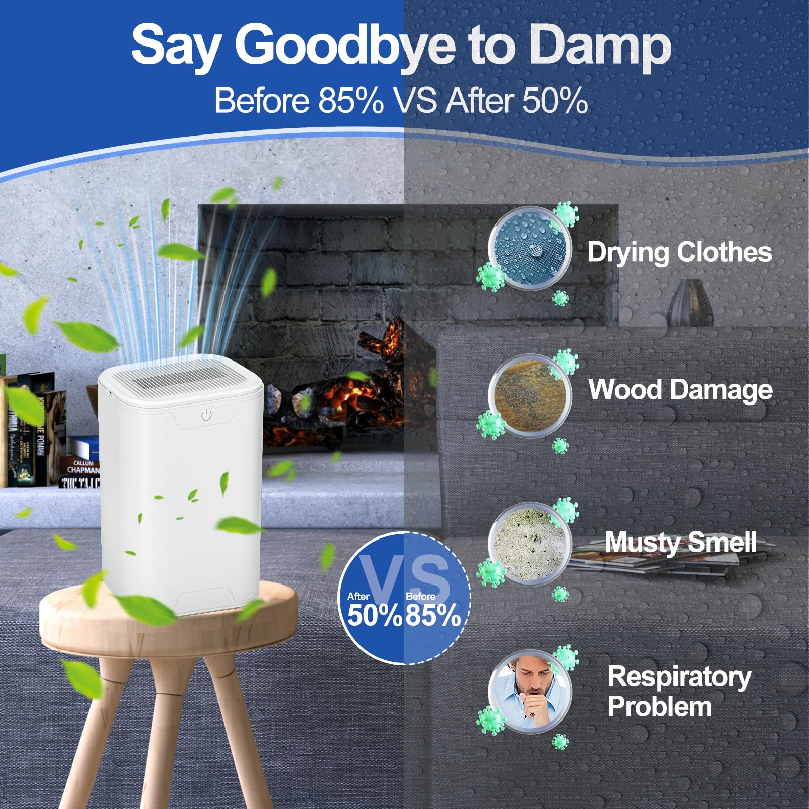 COYCYQI Mini Portable Dehumidifiers, 215 sq. ft 25oz Capacity Small Dehumidifier with Drain Hose and AUTO Shut-Off, Ultra Quiet for Bathroom, Bedroom, Closet, Wardrobe, Kitchen, RV,Home