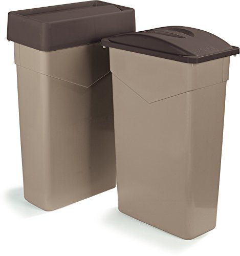 Carlisle FoodService Products 34202306 TrimLine Polyethylene Waste Container, 23 Gallon Capacity, 20" Length x 11" Width x 29.88" Height, Beige (Case of 4)