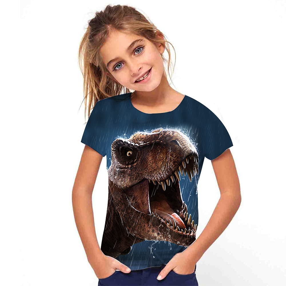 FiveEarl Kids Print 3D Dinosaurs Tees Shirts for Youth Boys Girls 4-14 Years (T11311, 9-10 Years)