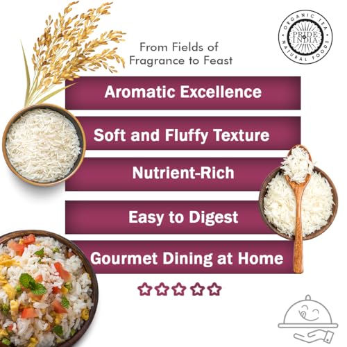 Pride Of India - Thai White Jasmine Rice - Fragrant Hom Mali Rice, 3 lbs Jar