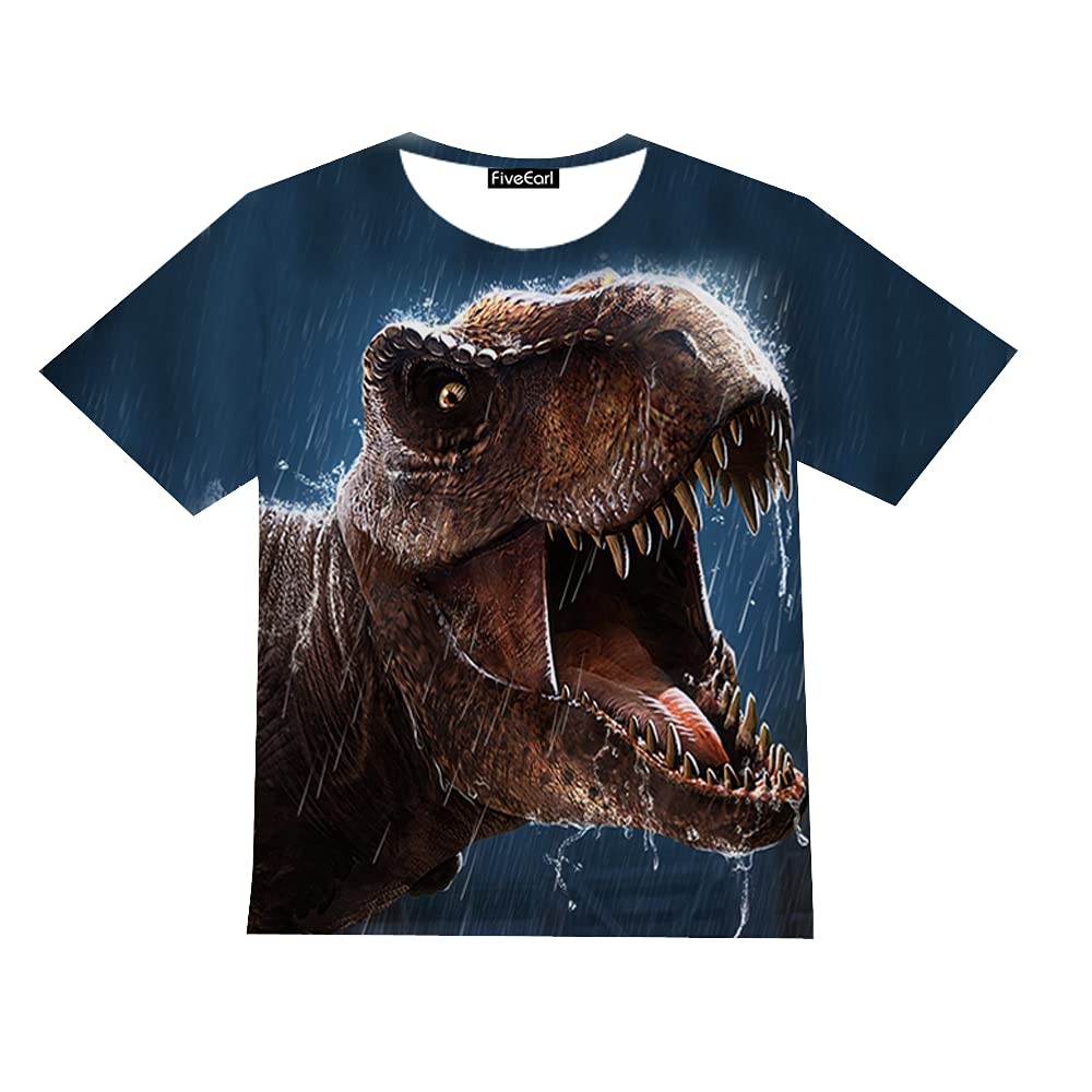 FiveEarl Kids Print 3D Dinosaurs Tees Shirts for Youth Boys Girls 4-14 Years (T11311, 9-10 Years)