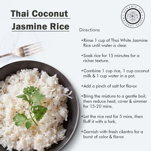 Pride Of India - Thai White Jasmine Rice - Fragrant Hom Mali Rice, 3 lbs Jar