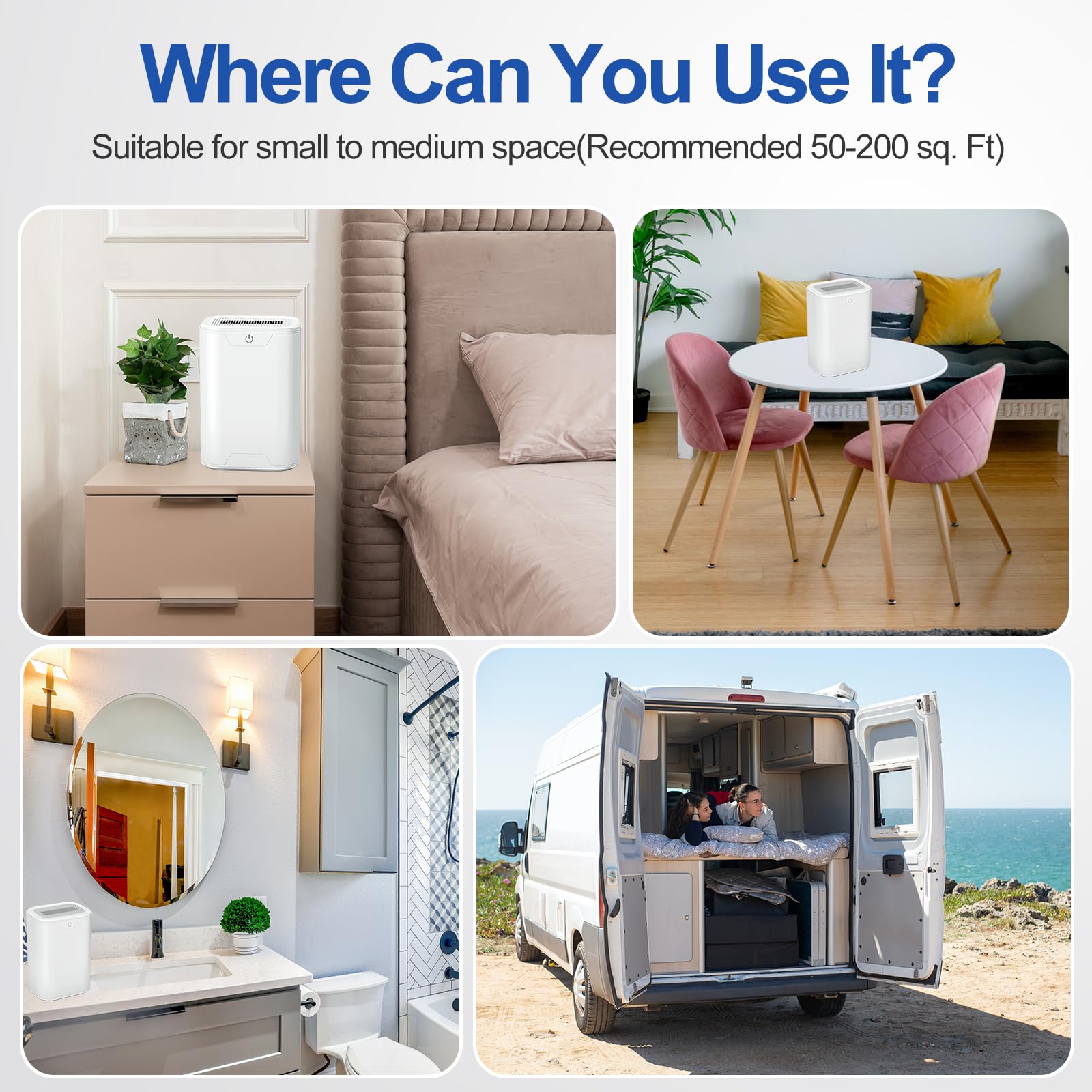 COYCYQI Mini Portable Dehumidifiers, 215 sq. ft 25oz Capacity Small Dehumidifier with Drain Hose and AUTO Shut-Off, Ultra Quiet for Bathroom, Bedroom, Closet, Wardrobe, Kitchen, RV,Home