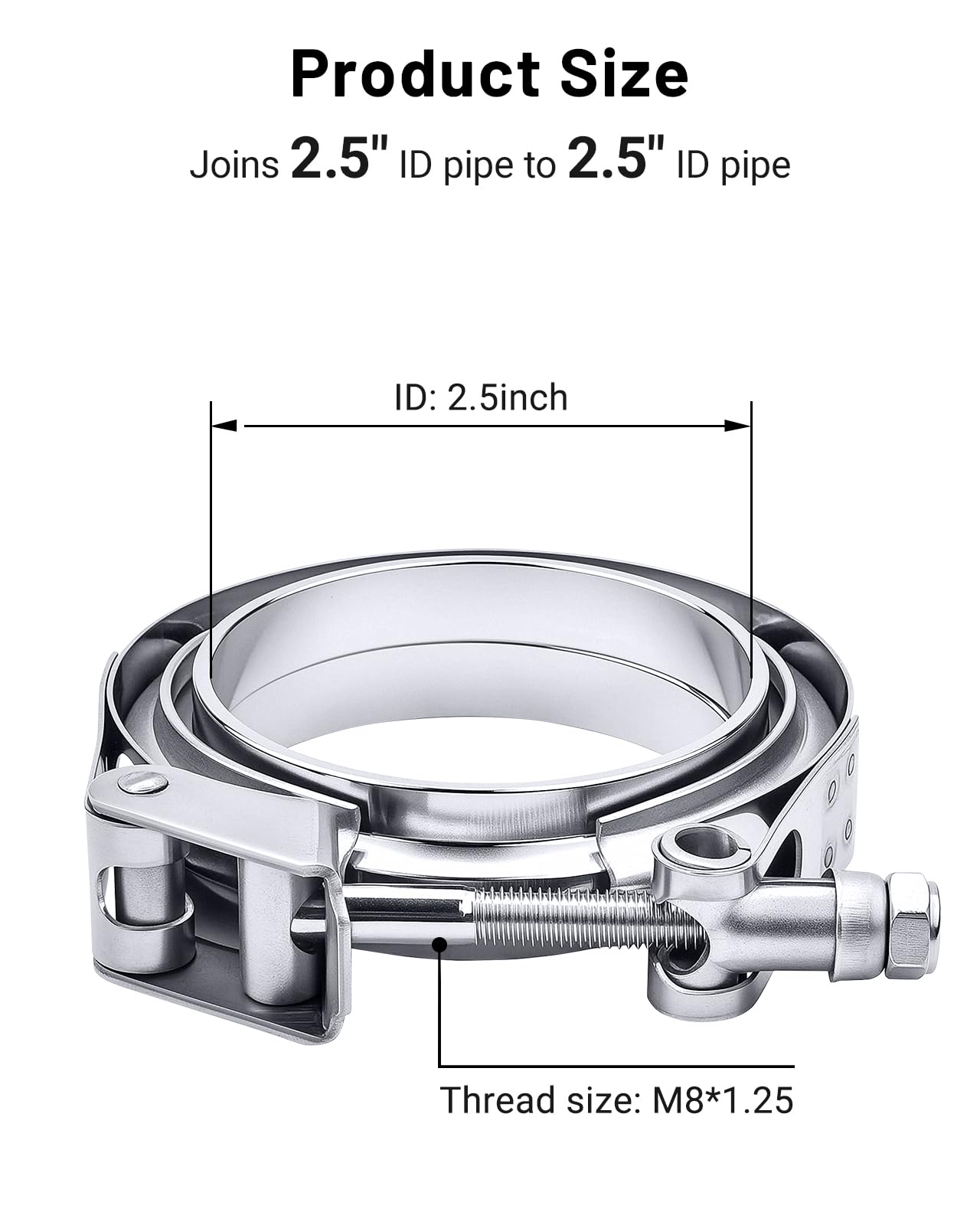 EVIL ENERGY V Band Clamp Quick Release Stainless Steel with Flange Male Female Mild Steel 2.5 Inch