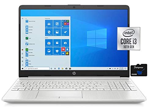 2021 HP 15.6" HD Laptop Computer PC, Intel Core i3-10110U (Beats i5-7200U), 8GB RAM, 256GB SSD, USB-C, WiFi, RJ45, HDMI, HD Webcam, Bluetooth, Windows 10 S, Silver, Fairywren Card