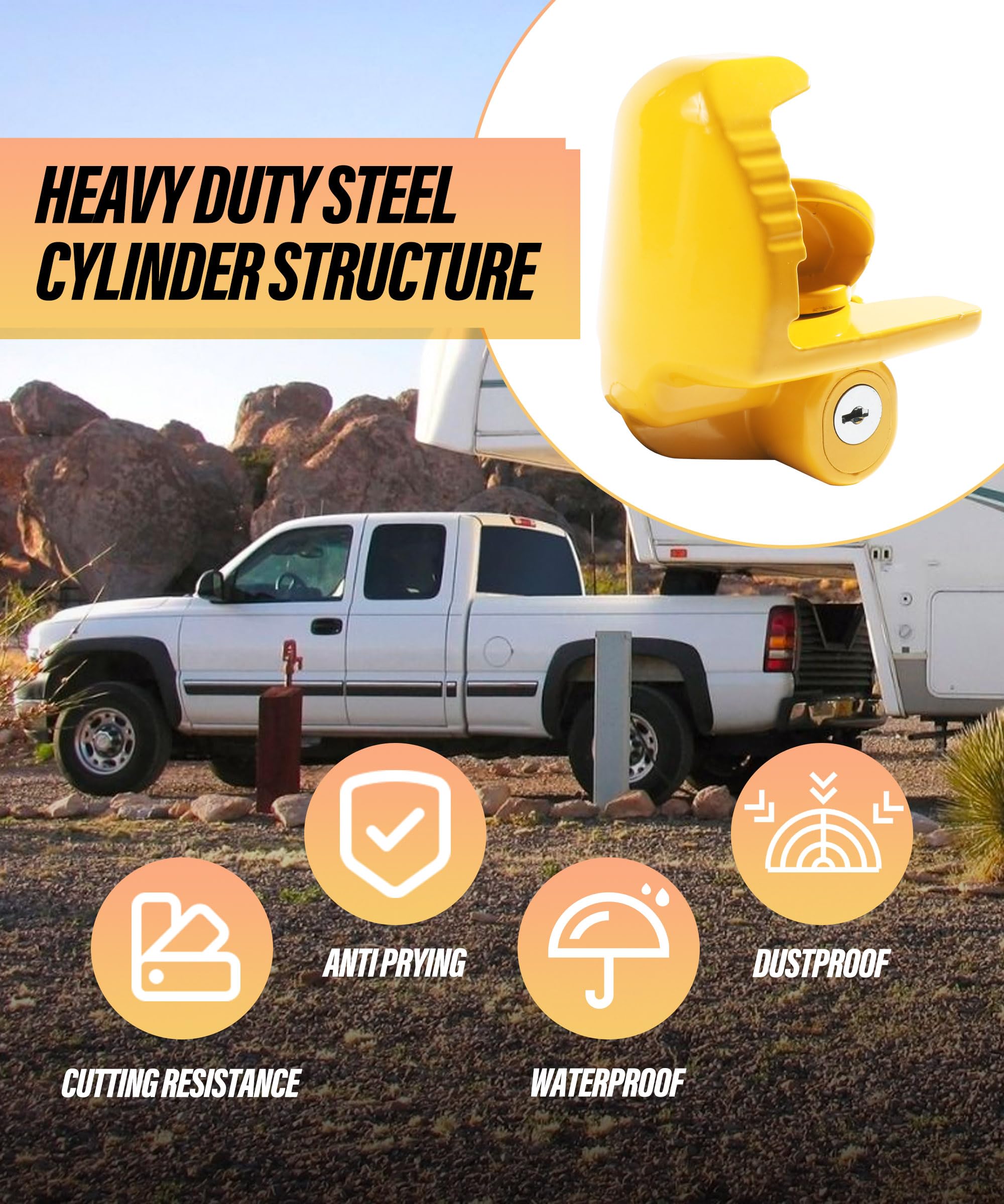 Zlirfy Trailer Lock Kit,Tow Hitch Lock,Trailer Hitch Lock Set,Fit 1-7/8",2",and 2-5/16" Couplers,Boat Camper Accessories for Travel Trailers,Universal Trailer Locks Ball Hitch