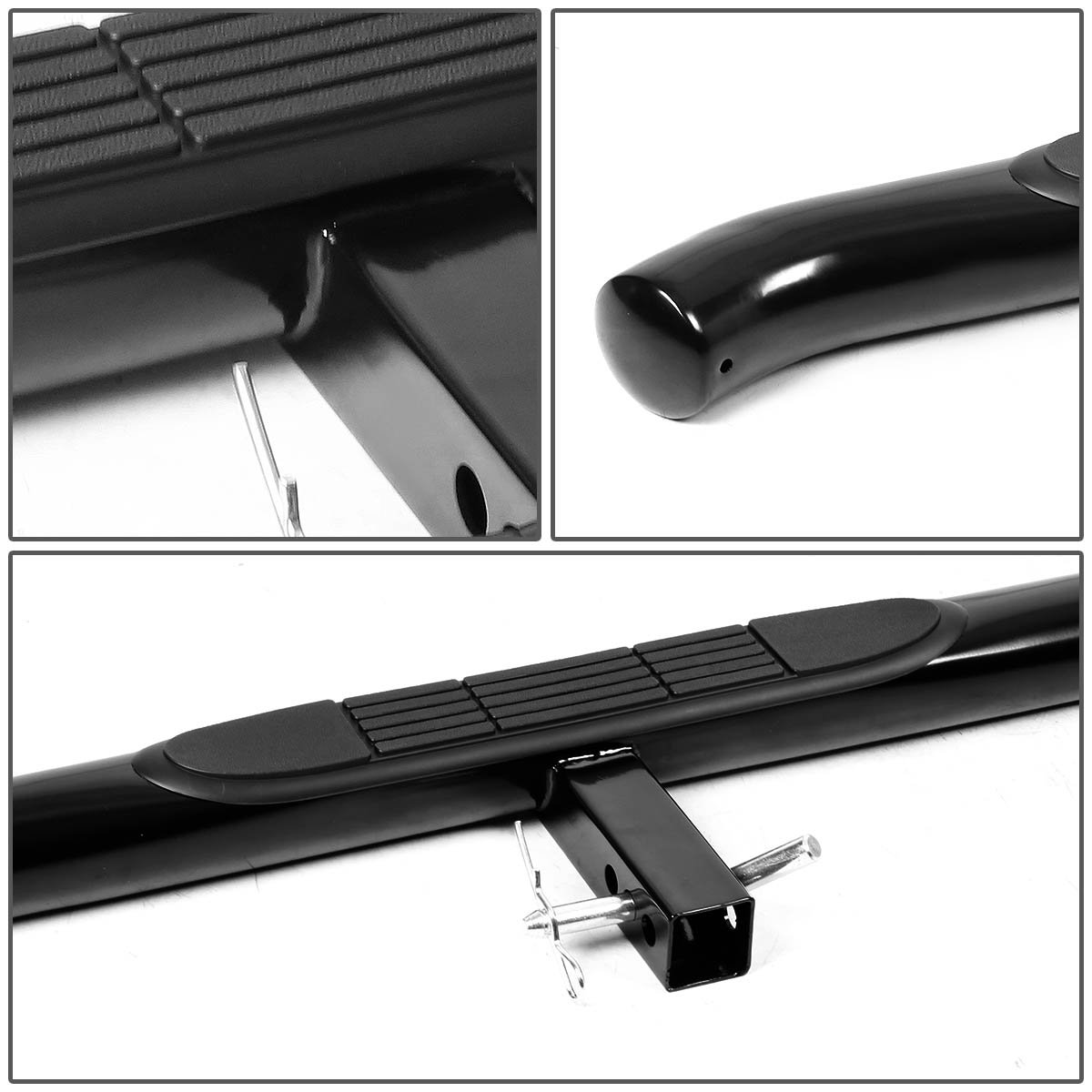 Auto Dynasty Universal 37 Inches x 3.25 Inches Black Coated Tow Hitch Step Bar Board for 2 Inches Receiver Pickup Truck SUV Trailer