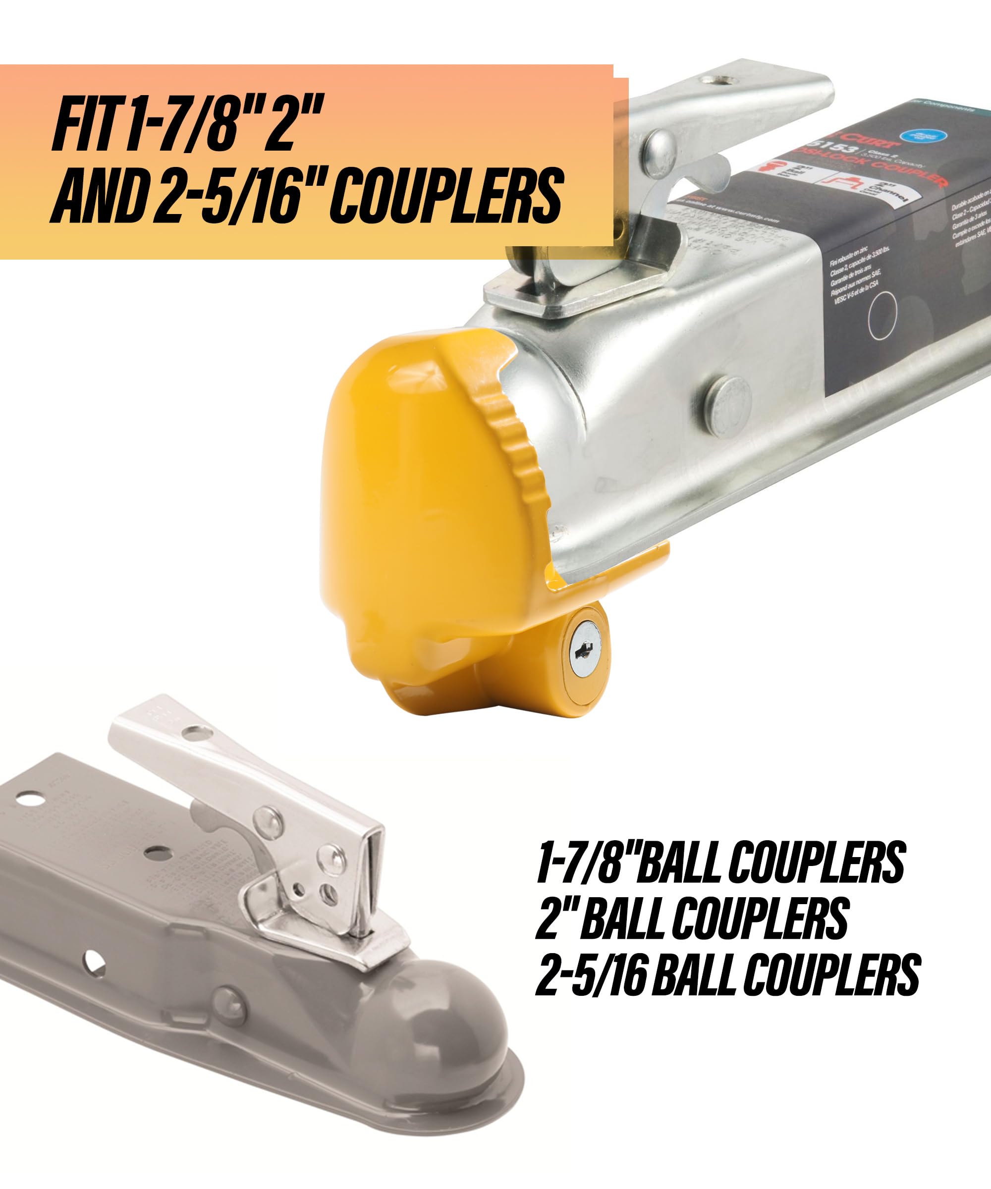 Zlirfy Trailer Lock Kit,Tow Hitch Lock,Trailer Hitch Lock Set,Fit 1-7/8",2",and 2-5/16" Couplers,Boat Camper Accessories for Travel Trailers,Universal Trailer Locks Ball Hitch