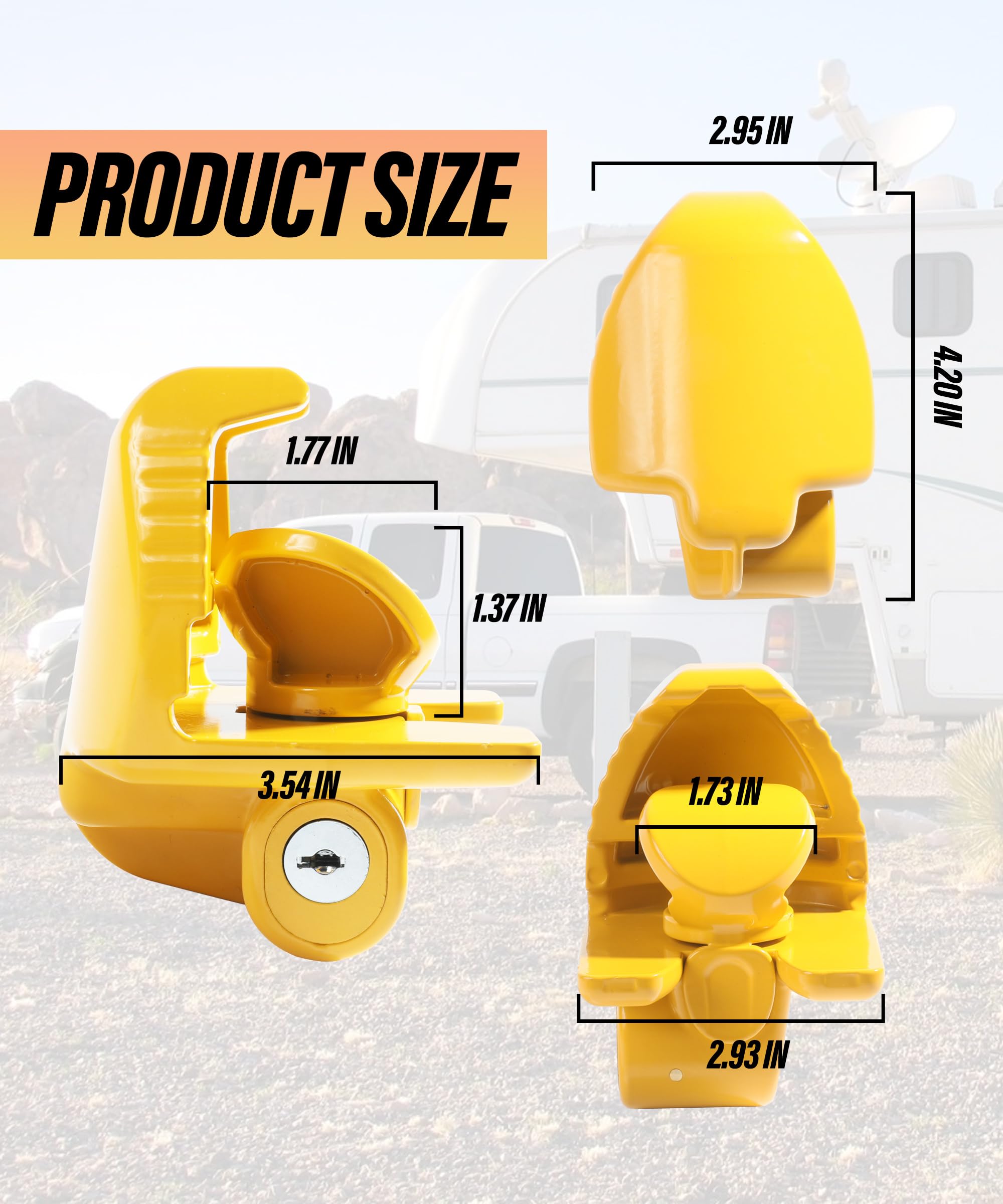 Zlirfy Trailer Lock Kit,Tow Hitch Lock,Trailer Hitch Lock Set,Fit 1-7/8",2",and 2-5/16" Couplers,Boat Camper Accessories for Travel Trailers,Universal Trailer Locks Ball Hitch