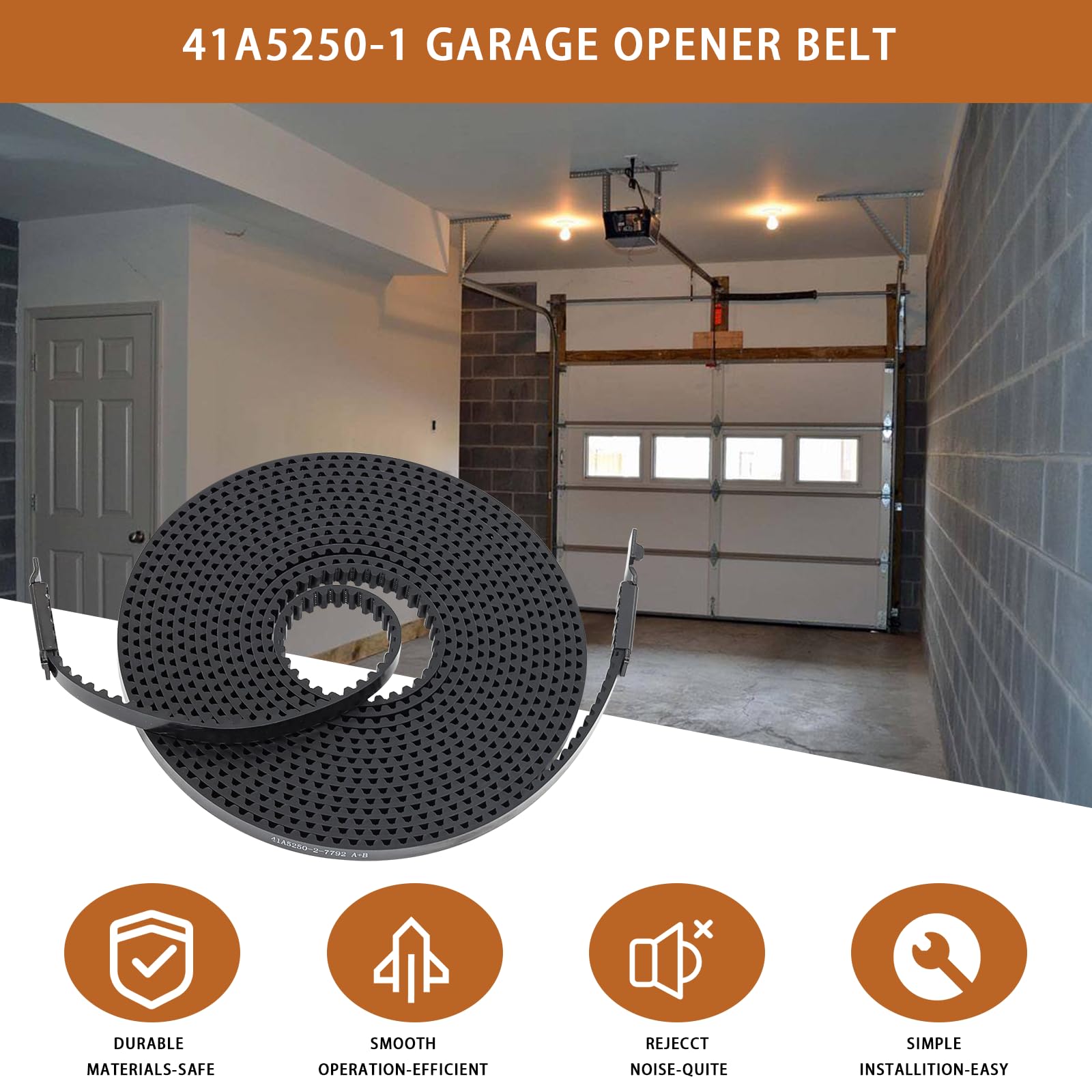 41A5250-2 Drive Belt for 10ft High Garage Doors,308'' Garage Door Openers Belt 041A5250-2,Replacement Belt Compatible with Liftmaster/Chamberlain Belt Drive Garage Door Opener