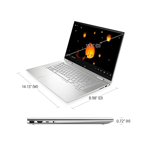HP 2022 Envy x360 2-in-1 15.6" FHD Touchscreen Laptop Computer, Intel Core i5-1135G7, 16GB RAM, 512GB PCIe SSD, Backlit Keyboard, Iris Xe Graphics, HD Webcam, Win 11, Silver, 32GB Snow Bell USB Card