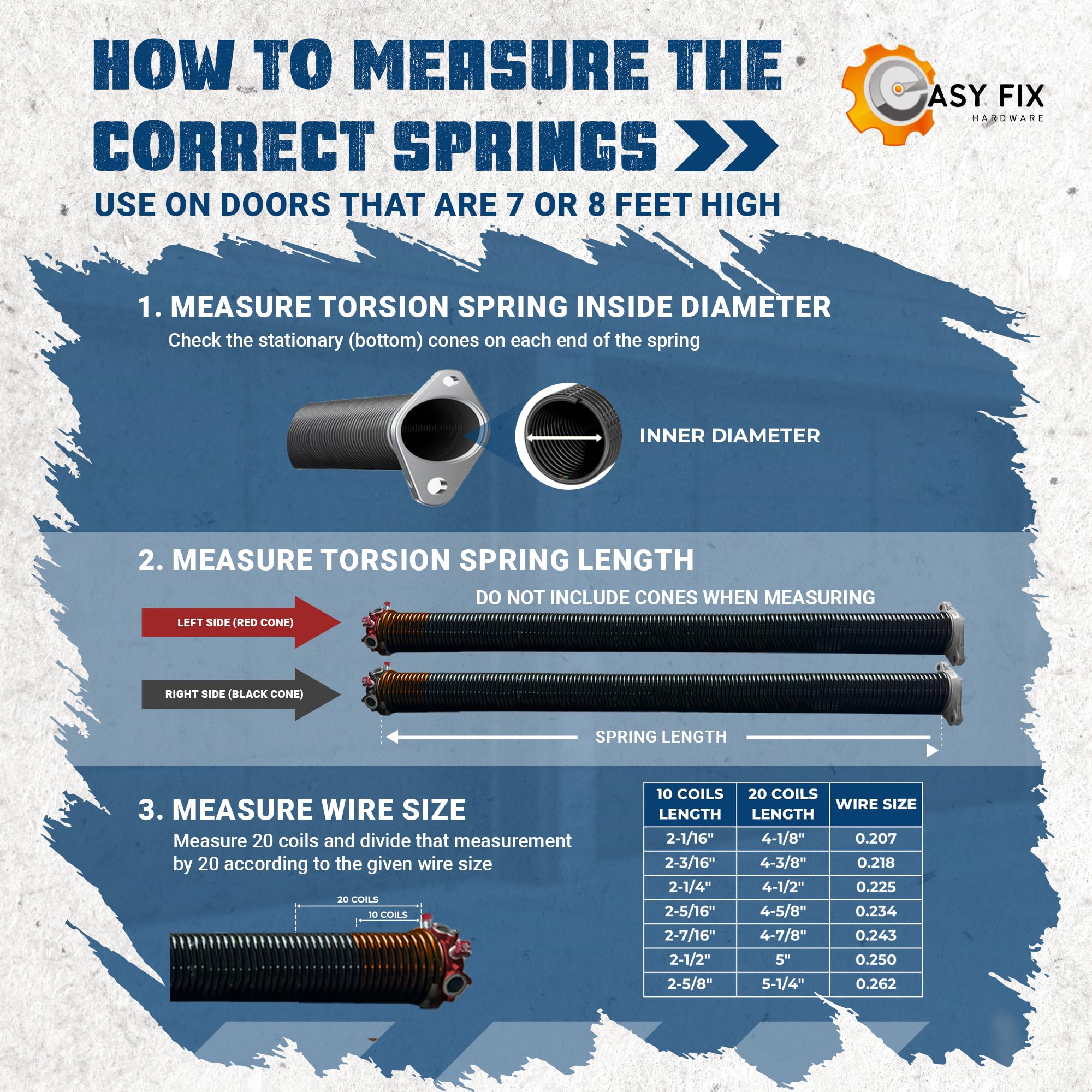 Garage Door Torsion Spring 243x2x32 for Left Side of Garage Door with 1" Steel Bearing and Winding Bars Precision E-Coating 5-Year Warranty Minimum 30,000 Cycles (Red Cone)