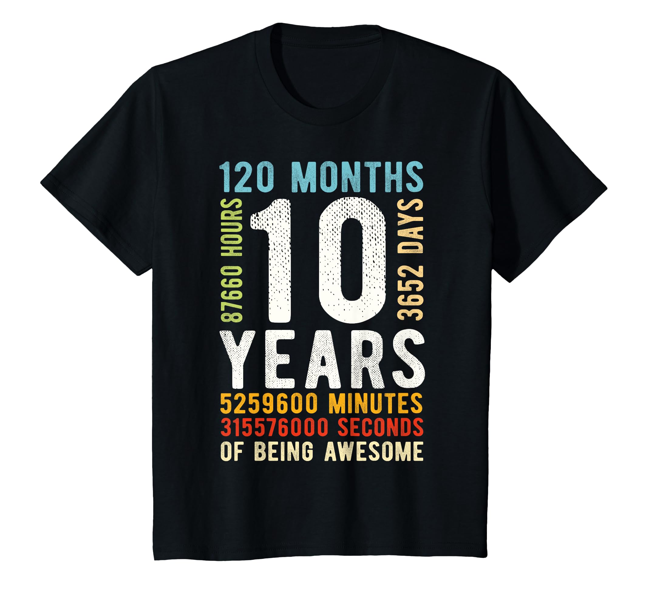10th Birthday 10 Years Old Vintage Retro 120 Months T-Shirt