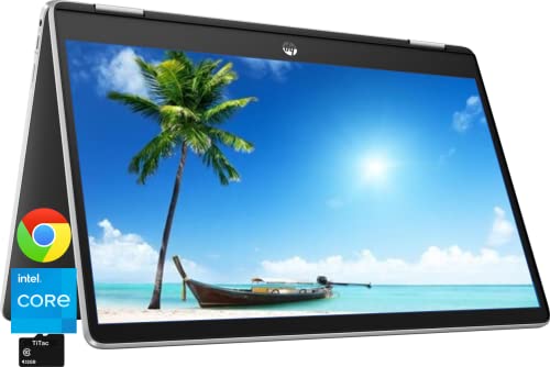 HP X360 2 in 1 Convertible Laptop 14" Touch-Screen HD Chromebook, Intel Celeron N4500, 4GB Memory, 32GB eMMC Storage, USB Type C, WiFi, Webcam, Bluetooth, Chrome OS, TiTac Card