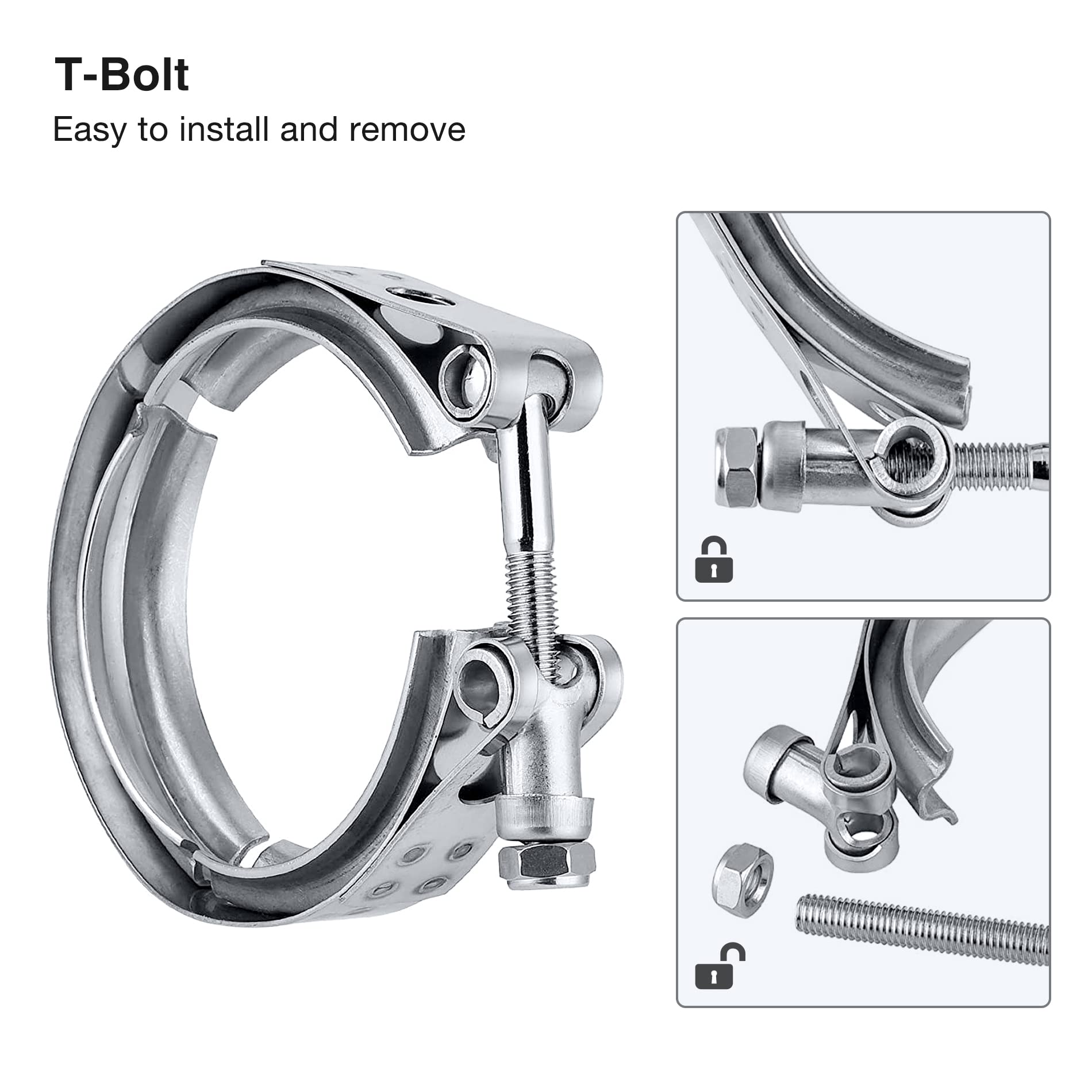 EVIL ENERGY 2.5 Inch V Band Clamp Stainless Steel with Flange Male Female Mild Steel 2PCS
