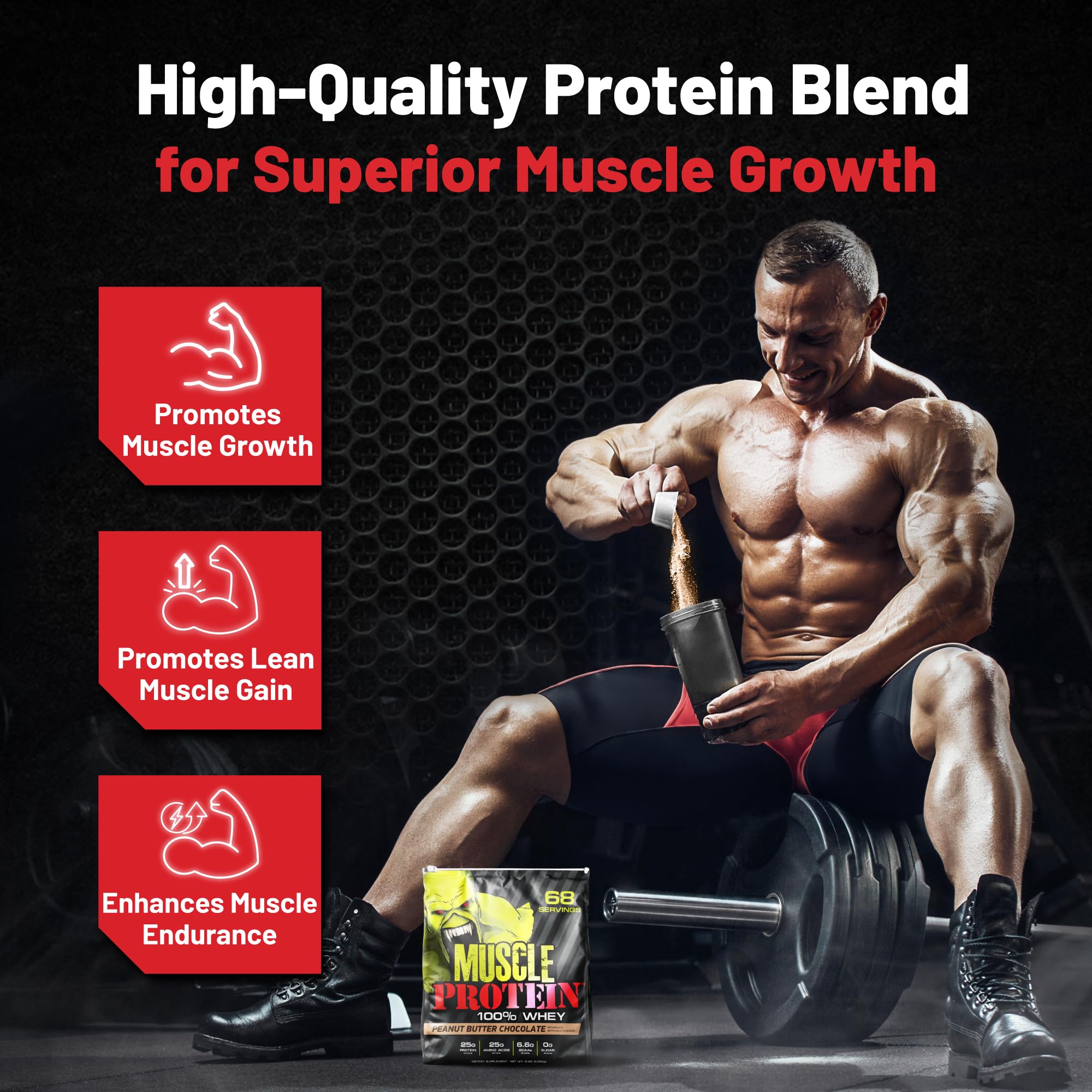 COLOSSAL LABS Muscle Protein Whey Powder [5 lbs/Pack of 1]– Cold Filtered, 25g Pure Protein, 6.6g BCAAs (Packaging May Vary) (5 Pound (Pack of 1), Peanut Butter Chocolate)