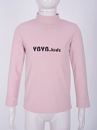 Xnihocha Kids Boys Girls Turtleneck Long Sleeve T-Shirt Printed Thermal Underwear Tops Tee Undershirt Pink 9-10 Years
