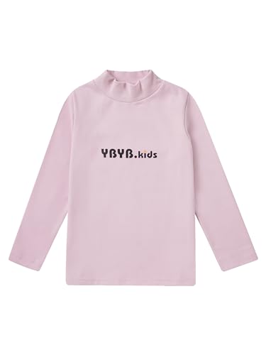 Xnihocha Kids Boys Girls Turtleneck Long Sleeve T-Shirt Printed Thermal Underwear Tops Tee Undershirt Pink 9-10 Years
