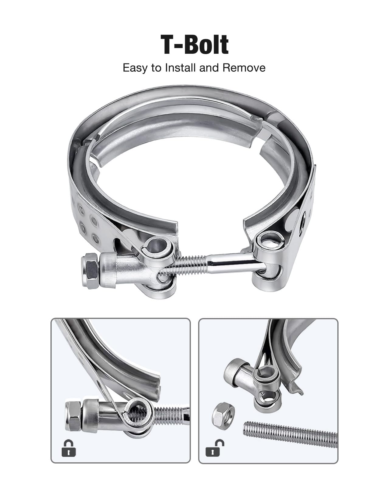 EVIL ENERGY 3.0 Inch V Band Clamp with Flange Male Female Stainless Steel 2PCS