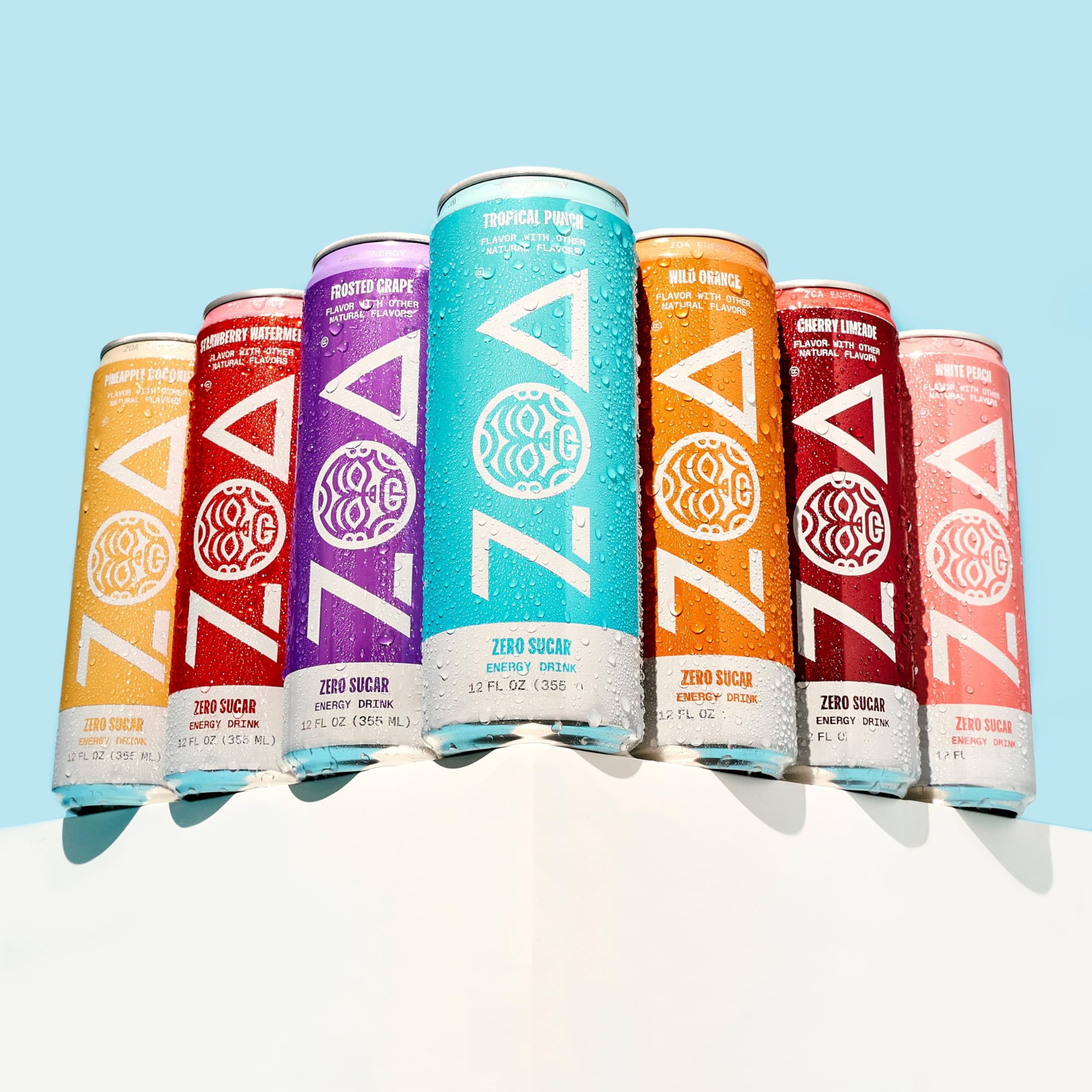 ZOA Zero Sugar Energy Drinks, Frosted Grape - Sugar Free with Electrolytes, Healthy Vitamin C, Amino Acids, Essential B-Vitamins, and Caffeine from Green Tea - 12 Fl Oz (12-Pack)