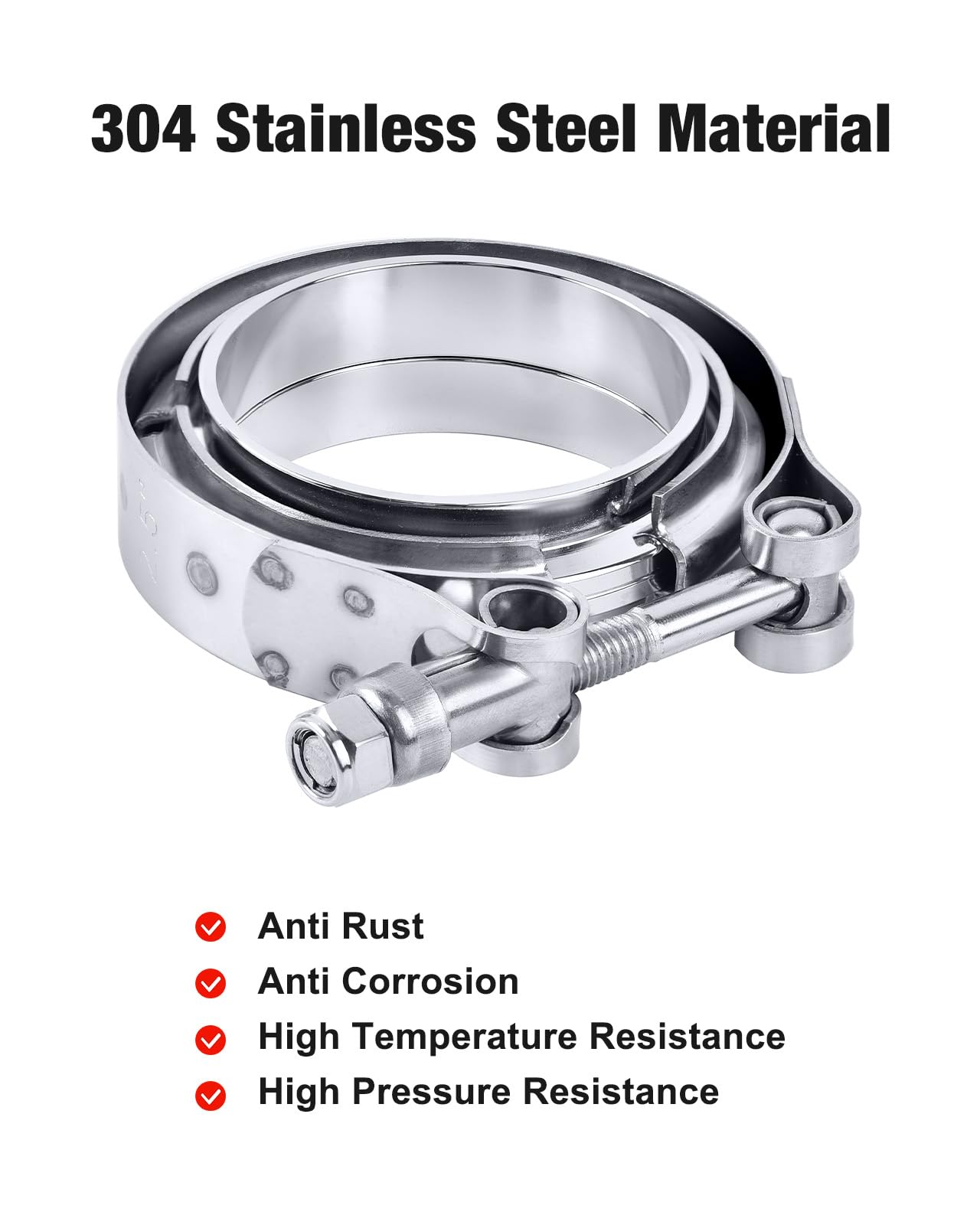EVIL ENERGY 3.0 Inch V Band Clamp with Flange Male Female Stainless Steel 2PCS