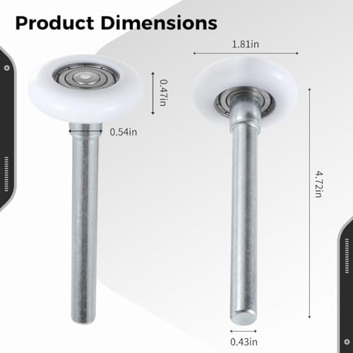 Homaisson 10 PCS 1.8'' Garage Door Rollers with 4.7-inch Stem, Quiet Garage Door Replaceable Wheel, Nylon Garage Roller Replacement, Door Roller for Garages, Barns, Warehouses