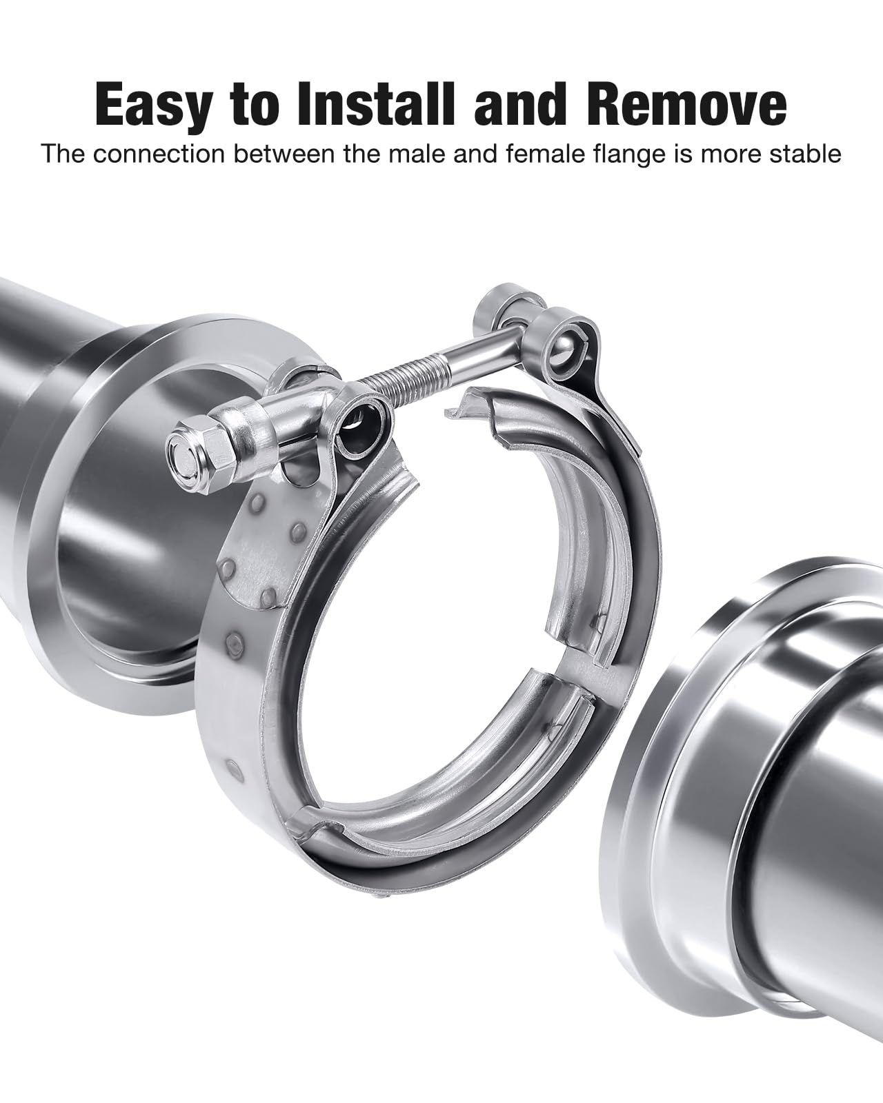 EVIL ENERGY 3.0 Inch V Band Clamp with Flange Male Female Stainless Steel 2PCS