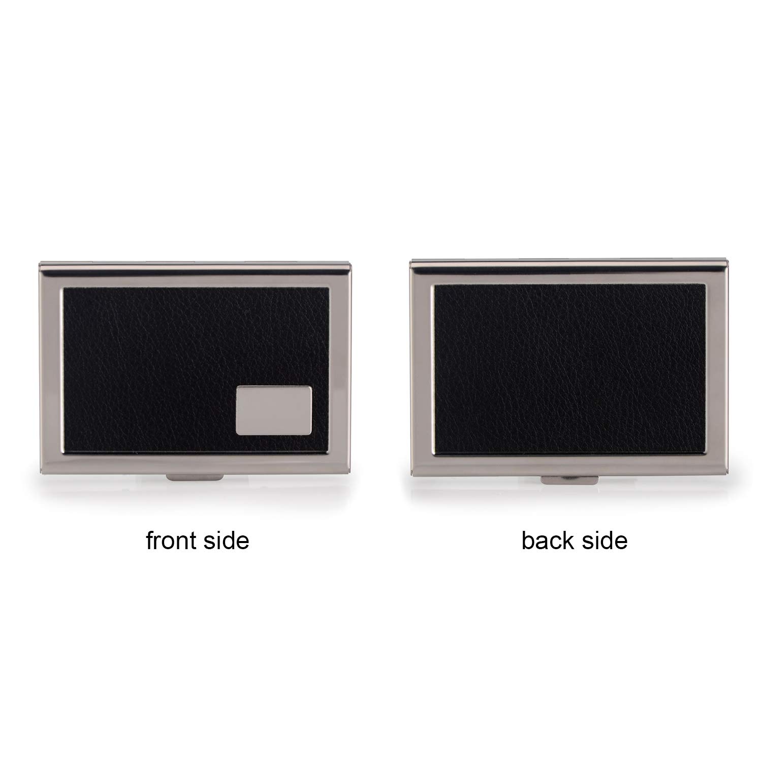 EASTNIGHTS RFID Credit Card Holder Metal Wallet Stainless Steel and Pu Leather Credit Card Protector Case for Men or Women (black)