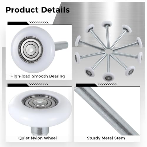 Homaisson 10 PCS 1.8'' Garage Door Rollers with 4.7-inch Stem, Quiet Garage Door Replaceable Wheel, Nylon Garage Roller Replacement, Door Roller for Garages, Barns, Warehouses