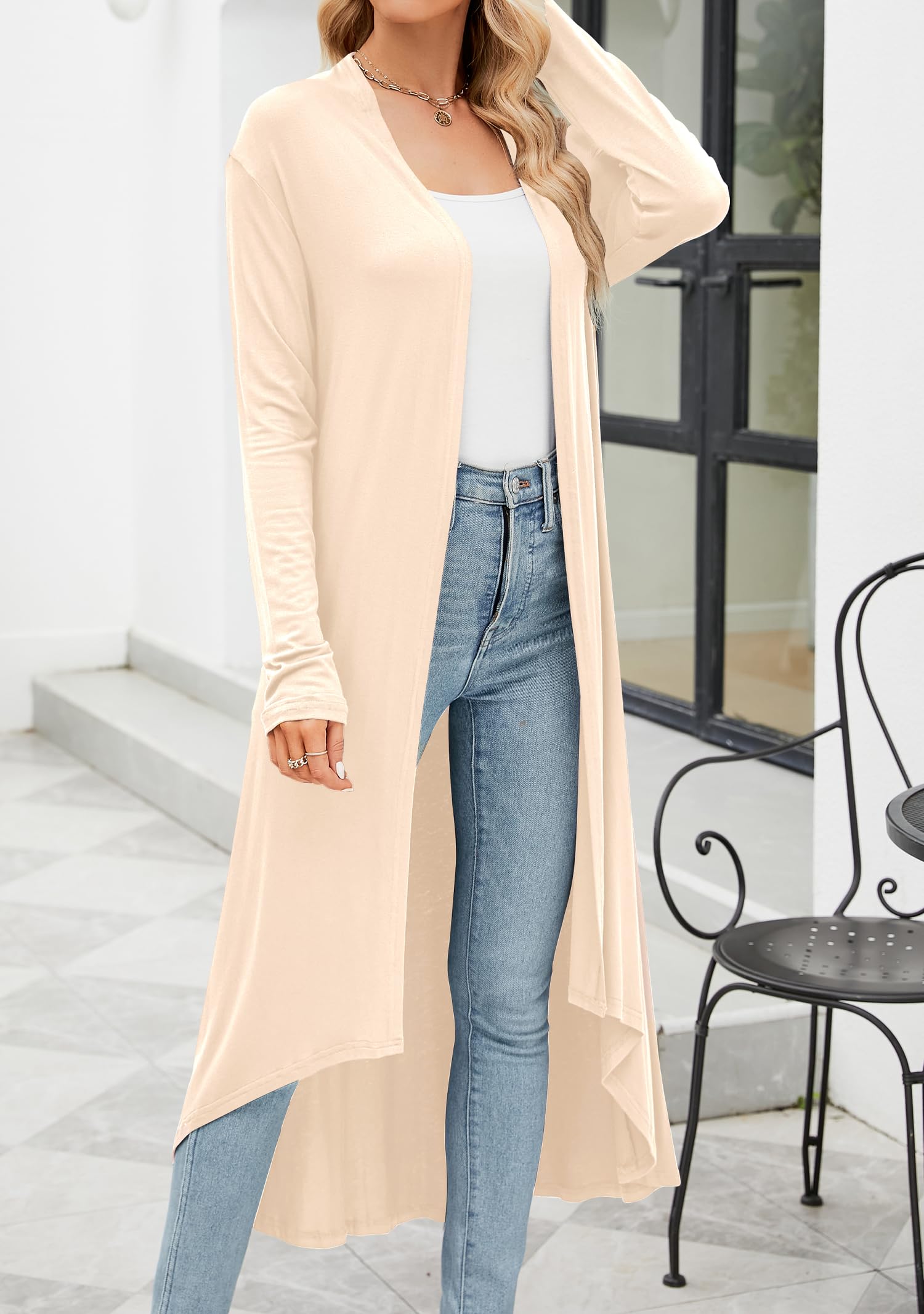 POGTMM Knit Cardigans for Women Lightweight Cover-up Long Sleeve Cardigan Sweaters (Beige, S)