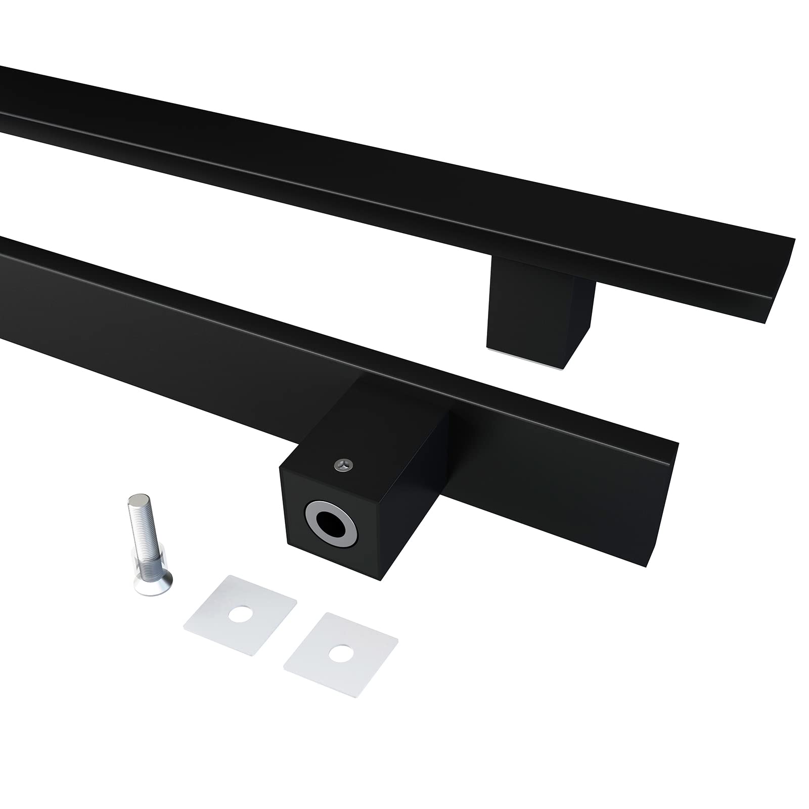 BARNSMITH 36" Barn Door Push Pull Handle,Heavy Duty Grade-304 Stainless Steel Square Commercial Door Handle,Entrance Entry Front Door Handle Office Handle Pull Set for Wood Door Glass Door,Black