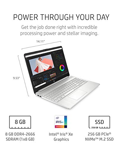 HP 15 Laptop, 11th Gen Intel Core i5-1135G7 Processor, 8 GB RAM, 256 GB SSD Storage, 15.6β Full HD IPS Display, Windows 10 Home, HP Fast Charge, Lightweight Design (15-dy2021nr, 2020)