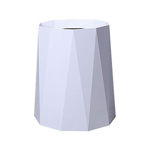 YIFEI2013-SHOP Trash Can European Simple Household Plastic Trash Can Living Room Office Large Paper Basket, White/Gold Garbage Can (Color : White, Size : XL)