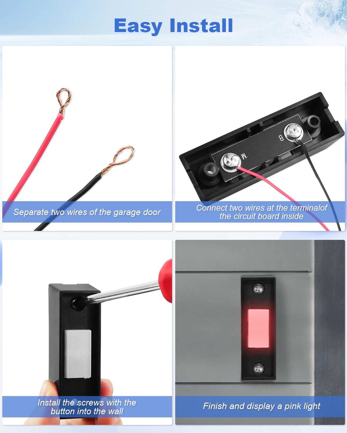 ULXIOM Garage Door Wall Button Fits for Genie 29599S Wired Series II, Lighted Push Button Garage Door Opener, 2Packs