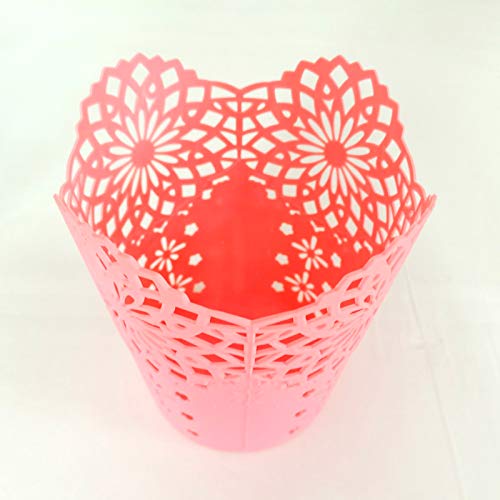 Storage Holder Pen Container Large Capacity Space-Saving Plastic Hollow Design Wastebasket for Desktop