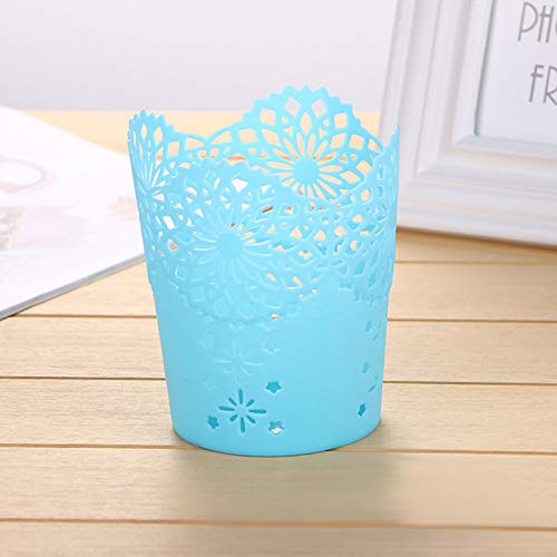 Storage Holder Pen Container Large Capacity Space-Saving Plastic Hollow Design Wastebasket for Desktop