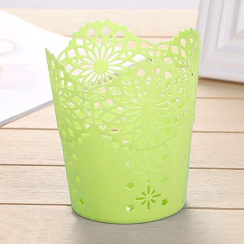 Storage Holder Pen Container Large Capacity Space-Saving Plastic Hollow Design Wastebasket for Desktop
