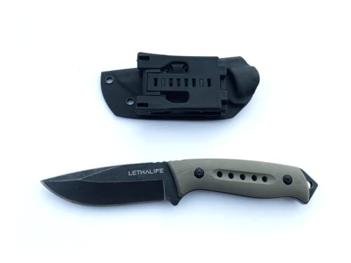 LETHALIFE Tactical Fixed Blade Hunting Knife - Full Tang, Coyote Brown