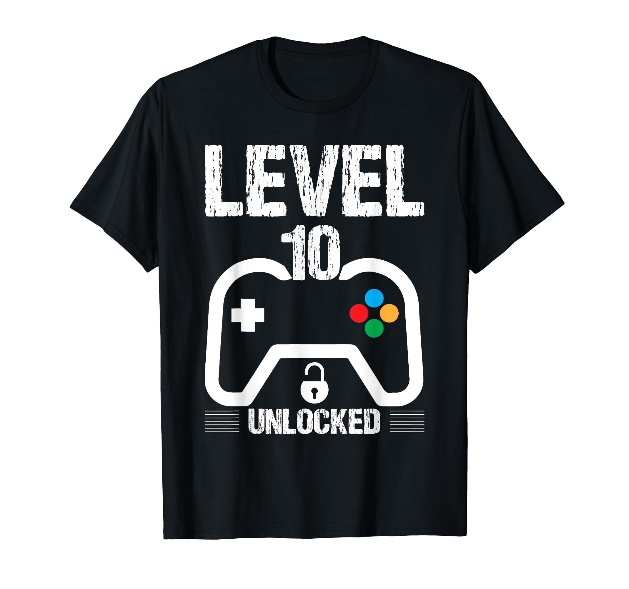 Level 10 Unlocked Video Gamer 10 Year Old Boys 10th Birthday T-Shirt