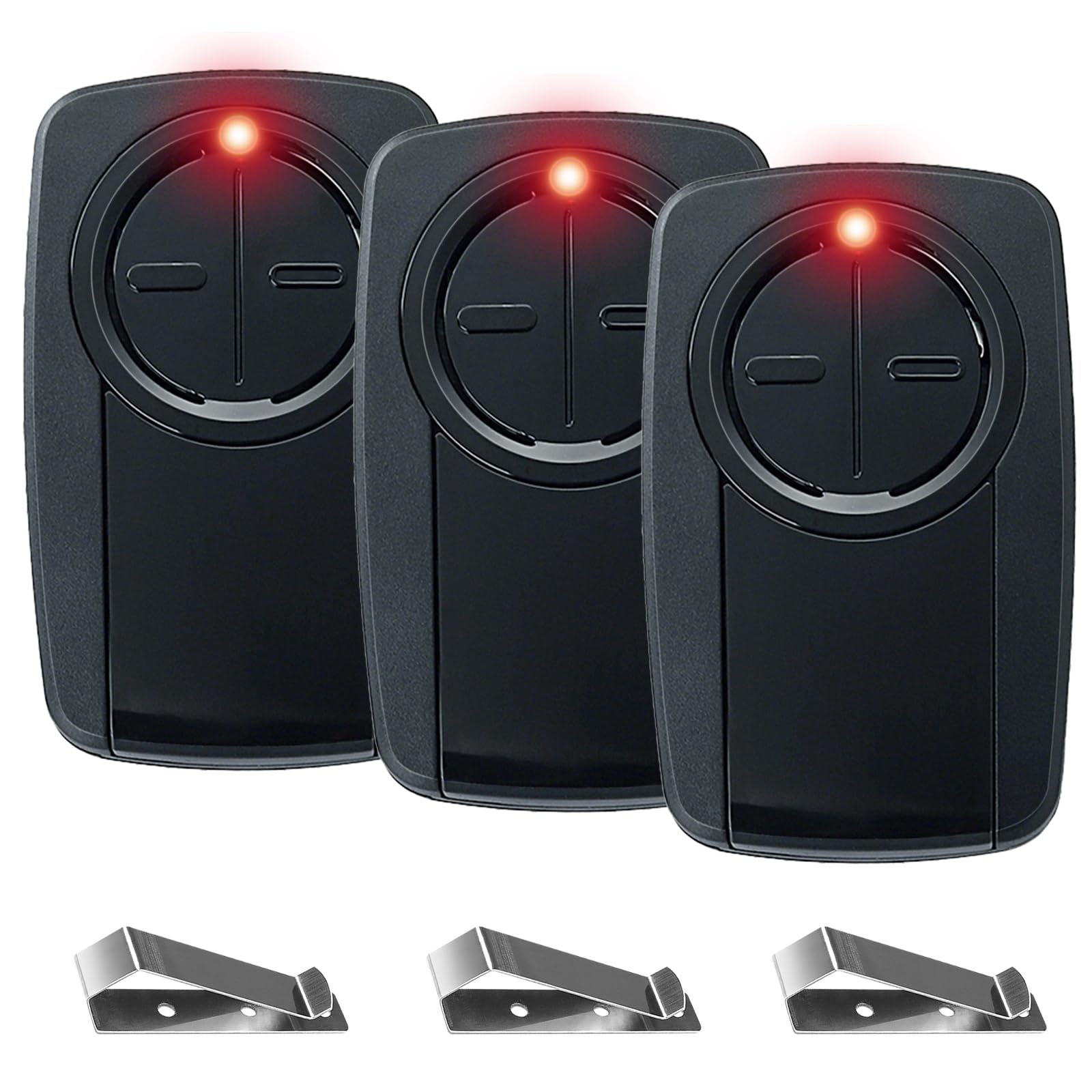 [3 Pack] klik5u-bk2 klik3u-bk clicker Universal 2-Button Remote for Chamberlain LiftMaster Craftsman Garage Door Opener. Wireless Keyless for Red/Orange/Purple/Green/Yellow Learn Button/Dip Switch