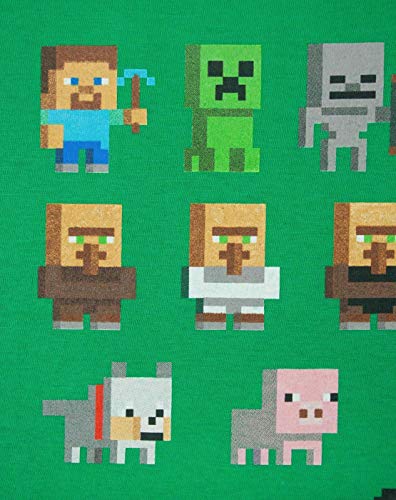 Minecraft T-Shirt Boys Kids Sprites Green Characters Short Sleeve Game Top 9-10 Years