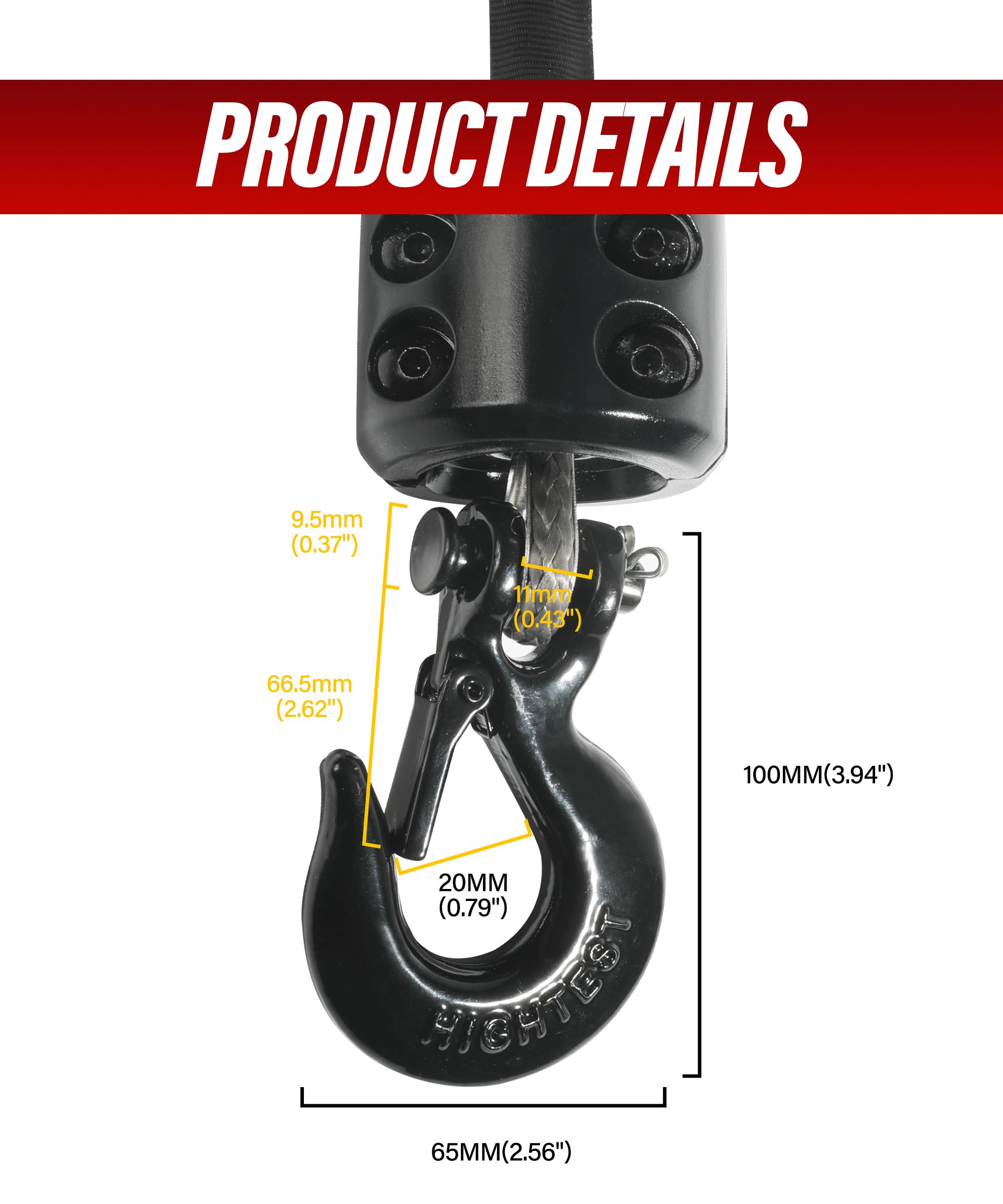 ESEWALAS Synthetic Winch Rope Kit,3/16 Inch x 50 Feet 8,350LBs Synthetic Winch Rope ATV Winch Line Cable Rope with Steel Hook Rubber Stopper Protecting Sleeve/Sheath and Thimble
