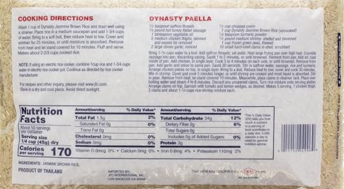 Dynasty Jasmine Brown Rice, 5 Pound (Pack of 6)