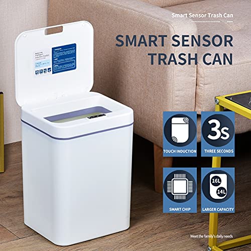 Xuanmo Automatic Sensing Trash Can, Smart Waterproof Non-Contact Motion Sensor Dustbin 16 Liters Waste Bin with Lid, Suitable for Kitchen, Living Room, Bathroom, Office, Bedroom (Color : Pink)