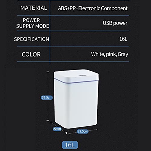 Xuanmo Automatic Sensing Trash Can, Smart Waterproof Non-Contact Motion Sensor Dustbin 16 Liters Waste Bin with Lid, Suitable for Kitchen, Living Room, Bathroom, Office, Bedroom (Color : Pink)