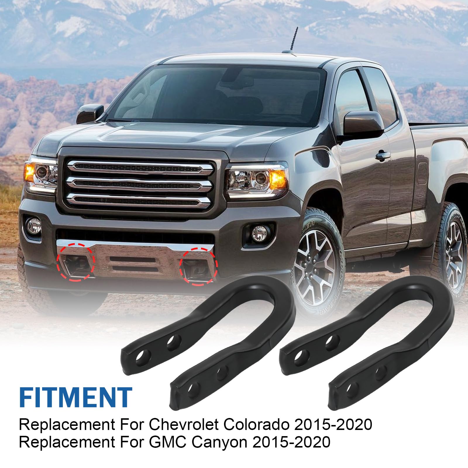 JDMSPEED New Recovery Hooks Tow Hooks Black Set 23253074 Replacement For Colorado GMC Canyon 2015-2019