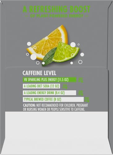V8 +Energy Sparkling Lemon Lime Juice Energy Drink, 11.5 fl oz Can (4 Pack)